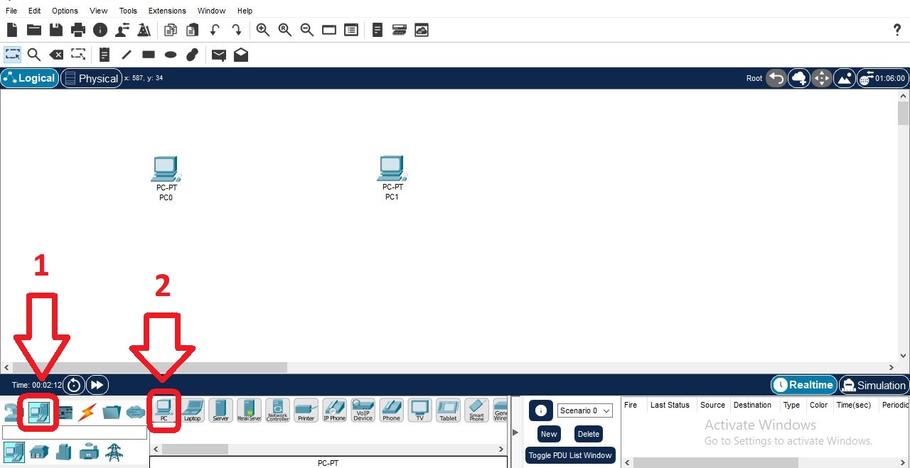 How to connect two PCs in a Cisco Packet tracer? - CCNA Practical Labs