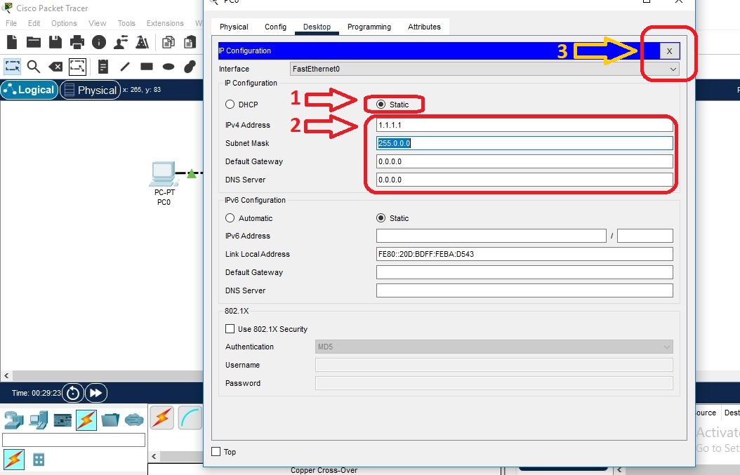 How to connect two PCs in a Cisco Packet tracer? - CCNA Practical Labs