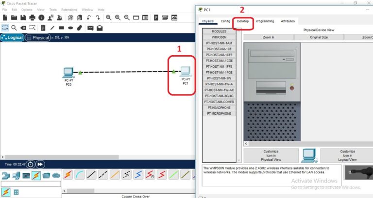 How to connect two PCs in a Cisco Packet tracer? - CCNA Practical Labs