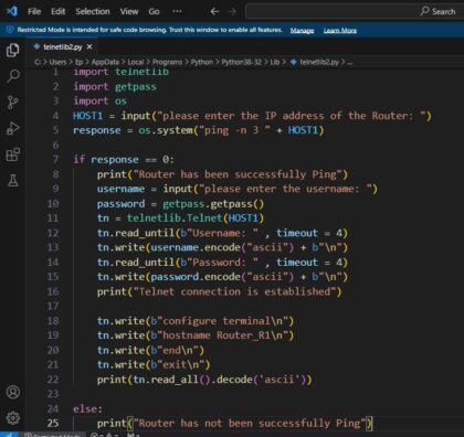 Getting Started Router Access Through Telnet Python Scripts - CCNA Practical Labs